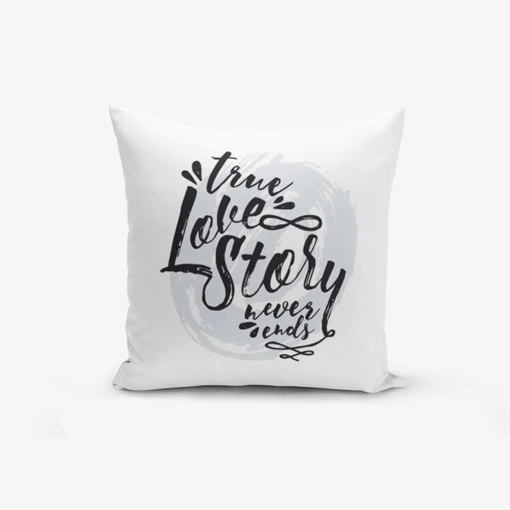 Povlak na polštář s příměsí bavlny Minimalist Cushion Covers Love Story, 45 x 45 cm