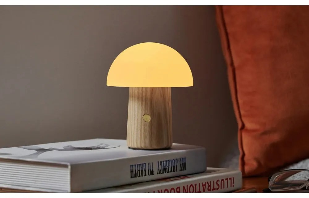 Stmívatelná stolní lampa v přírodní barvě se skleněným stínidlem (výška 13 cm) Alice – Gingko