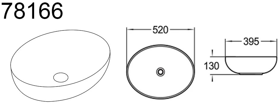 Keramické umyvadlo MONA MB12 | černá 52 cm