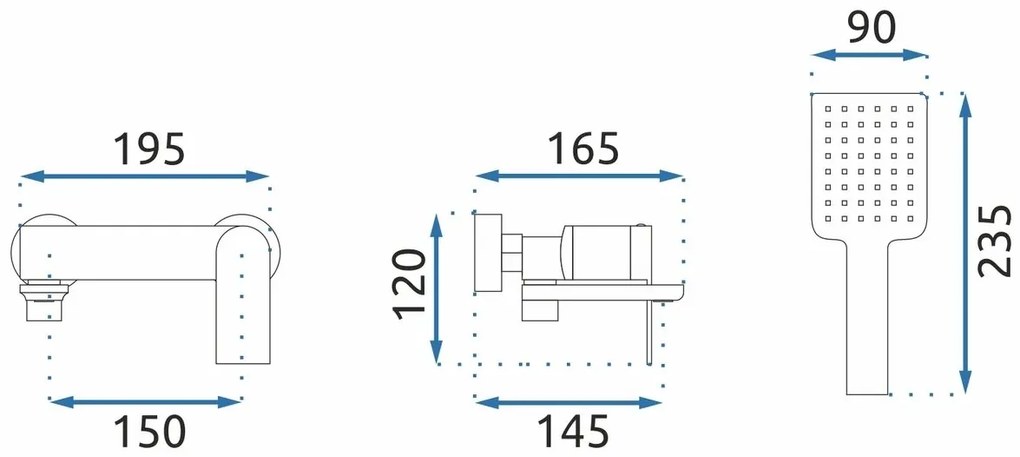 Nástěnná vanová baterie REA STORM, chrom
