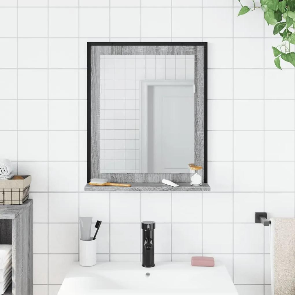 vidaXL Koupelnové zrcadlo s poličkou 50x12x60 cm kompozit [842419] Barva: šedá sonoma