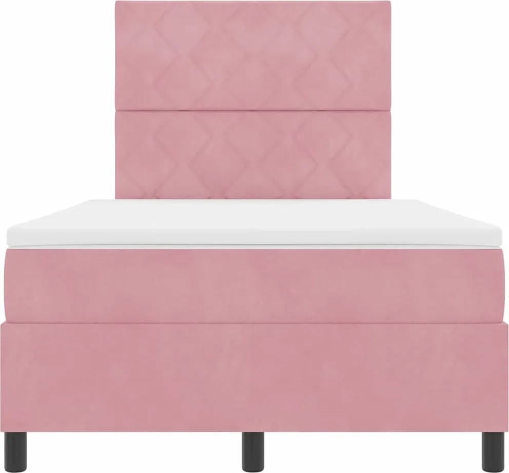 Postel s boxspringem s čelo Růžová 120 x 200 cm samet 3339895