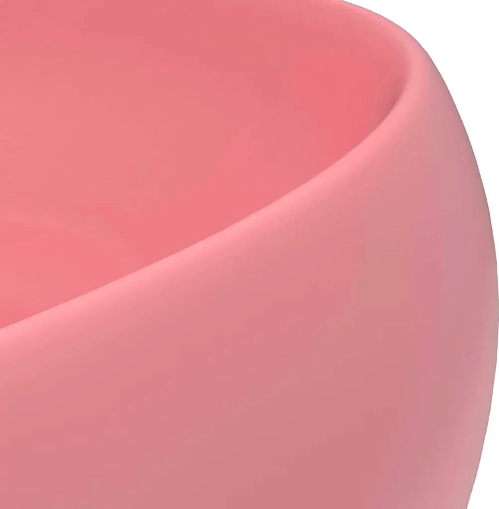 Luxusní umyvadlo kulaté matné růžové 40 x 15 cm keramické 146999