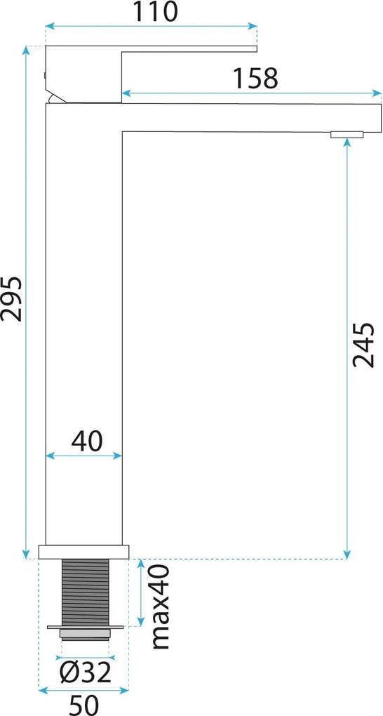 Rea Arlo, vysoká umyvadlová baterie h-295, zlatá matná, REA-B0977
