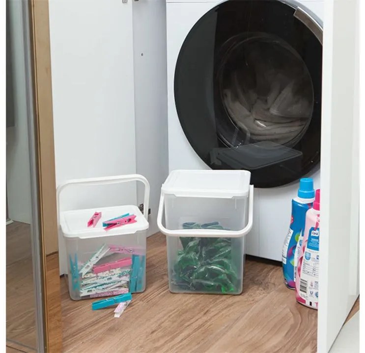 Rotho Box na prací prášek (5kg), 9l, šedý, s rukojetí, DETERGENT