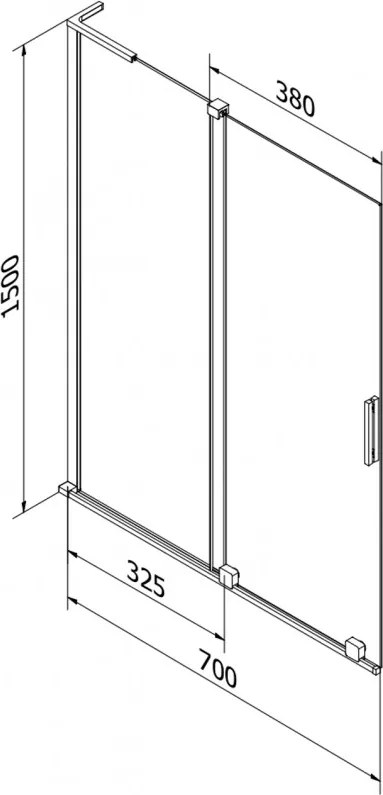 Mexen Velar L, 2-křídlová posuvná vanová zástěna 70 x 150 cm, 8mm čiré sklo, bílý profil, 896-070-003-01-20