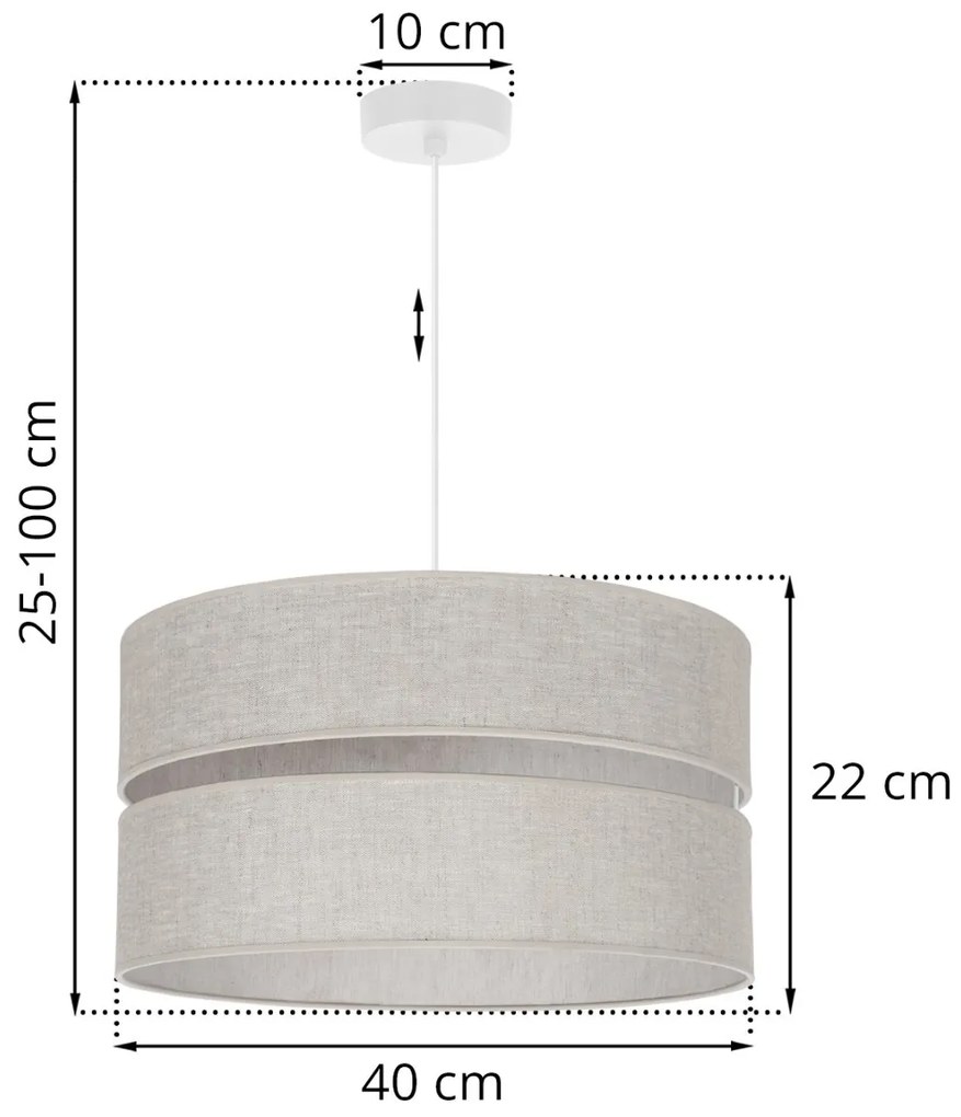 Závěsné svítidlo Jen, 1x světle béžové textilní stínítko, (fi 40 cm), w