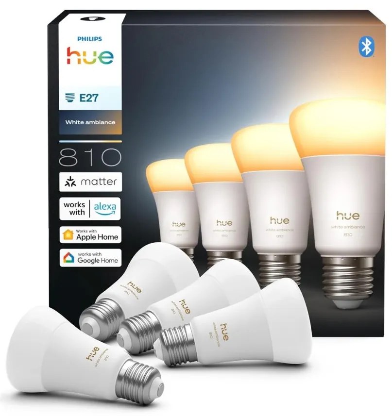 SADA 4x LED Stmívat. žárovka Philips Hue WHITE AMBIANCE E27/6W/230V 1000-20000K 8720169364745