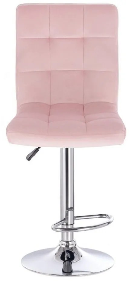 LuxuryForm DESIGN Barová židle TOLEDO VELUR na stříbrné kulaté podstavě - růžová