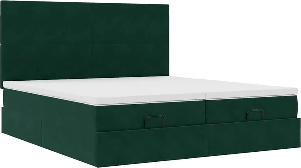 Osmanský rám postele s matracíes tmavě šedá 160x200cm samet 3314600
