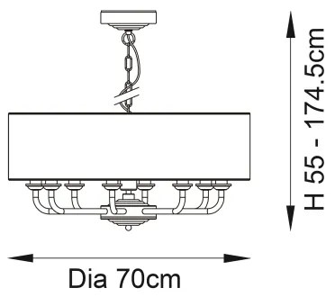 Endon 98938 - Lustr na řetězu HIGHCLERE 8xE14/40W/230V pr. 70 cm bílá/mosaz