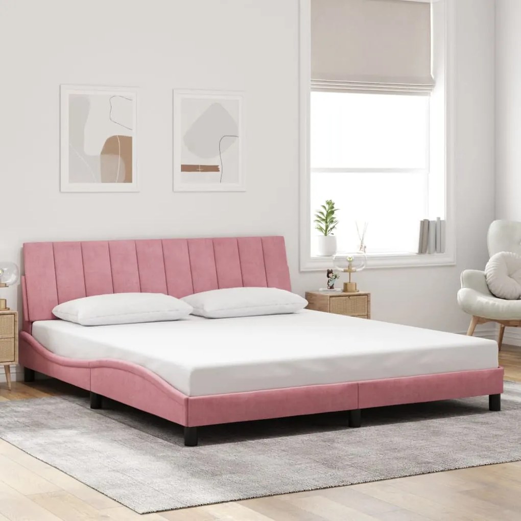Rám postele bez matrace Hanko růžový 180x200 cm samet 3207866