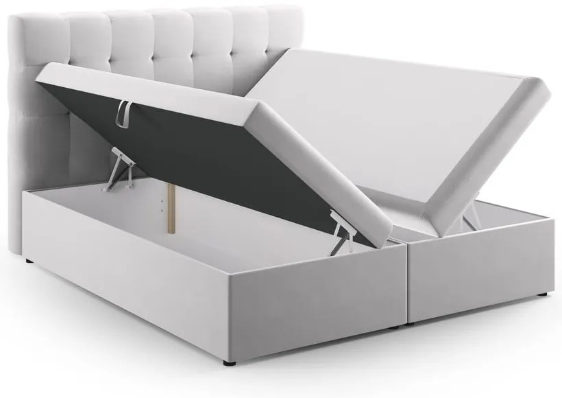 Světle šedá boxspring postel s úložným prostorem 160x200 cm Bali – Cosmopolitan Design