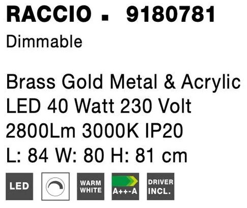 Nova Luce Závěsné LED svítidlo RACCIO, 40W 3000K stmívatelné Barva: Zlatá