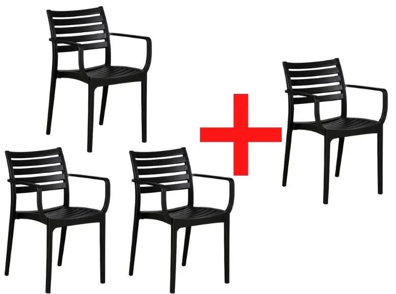 Plastová bistro židle SLENDER, béžová, 3+1 ZDARMA