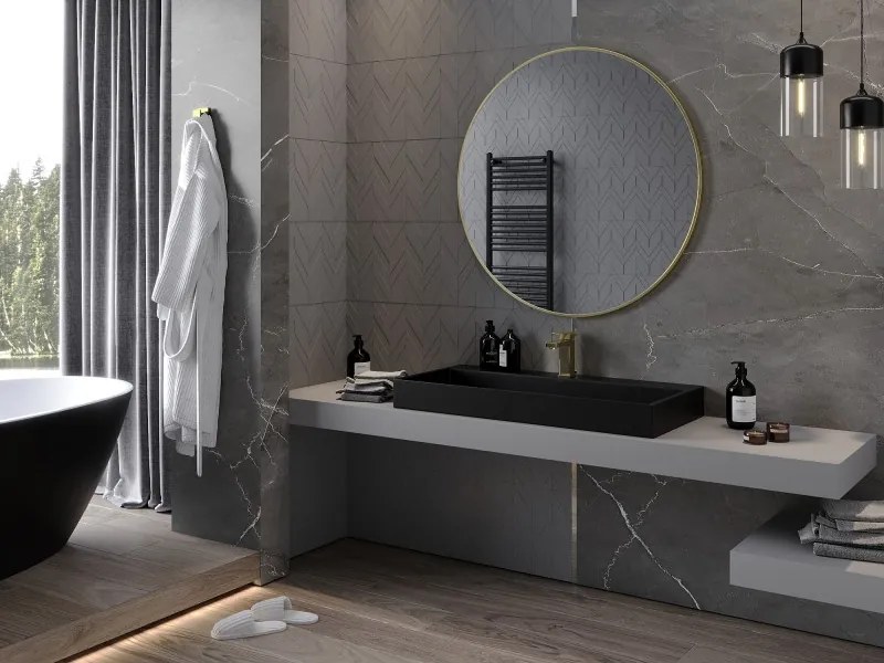 Mexen Loft kulaté koupelnové zrcadlo 100 cm, zlatý rám - 9850-100-100-000-50