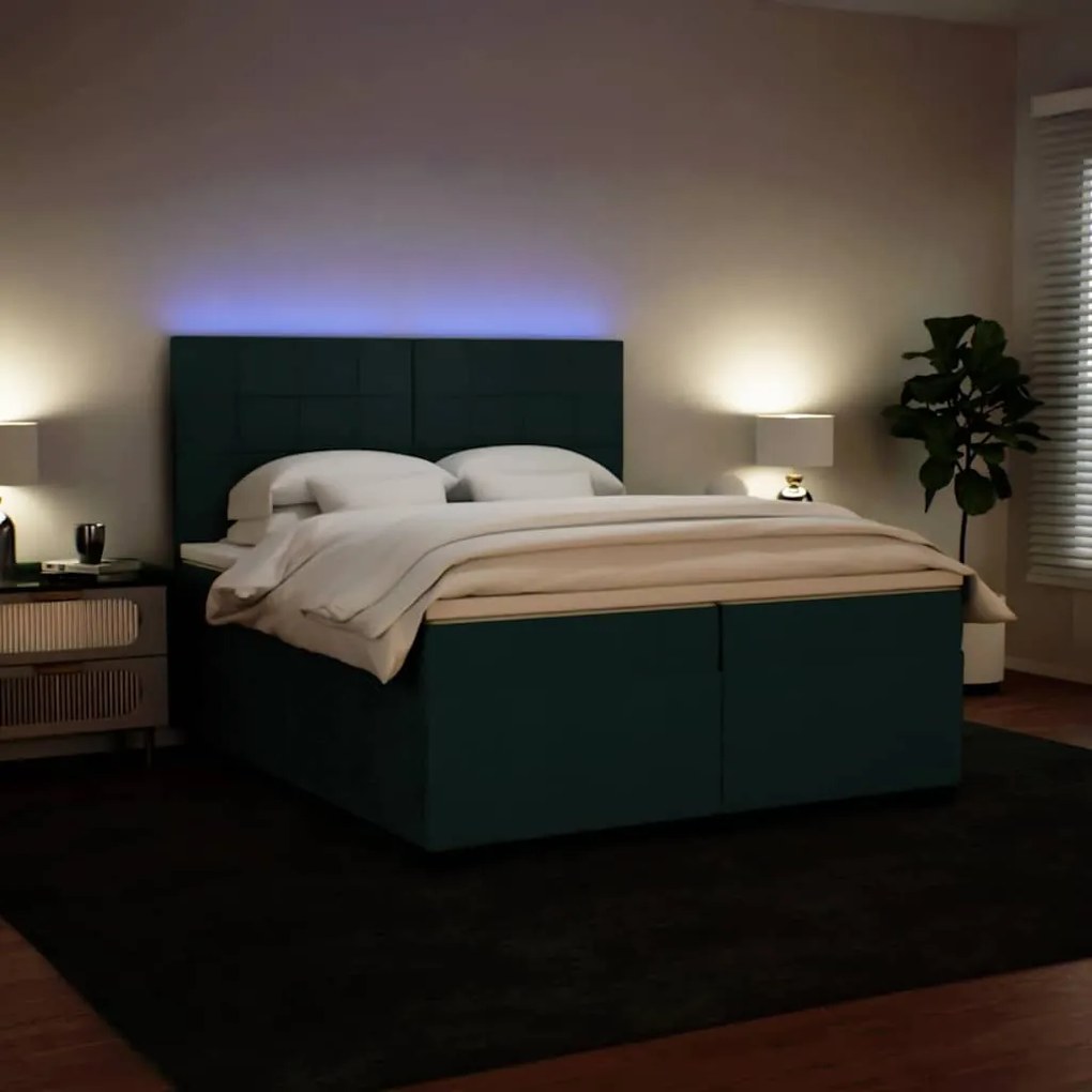 Box spring postel s matrací tmavě zelená 200x200 cm samet 3293305