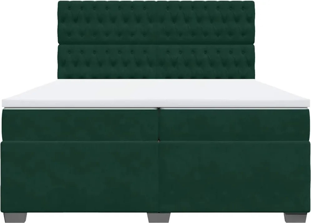 Box spring postel s matrací tmavě zelená 200x200 cm samet 3293311
