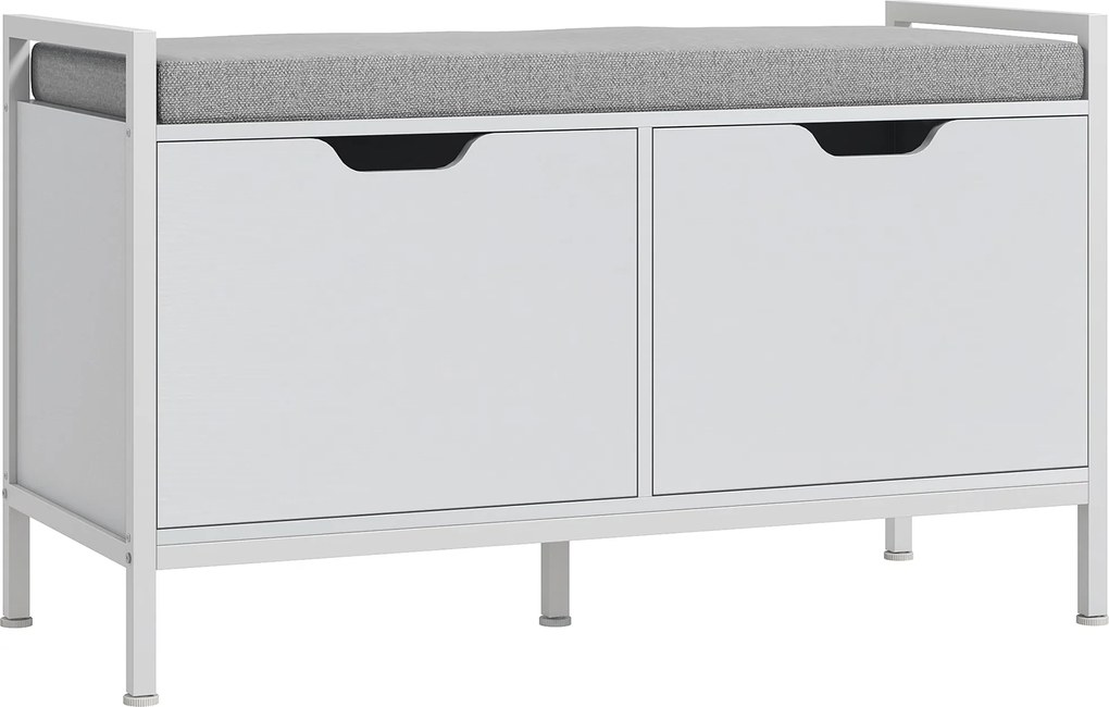 HOMCOM Lavice na boty se sedákem s odnímatelným polstrováním pro 4 páry bot - 84x35x50 cm Bílá | Aosom