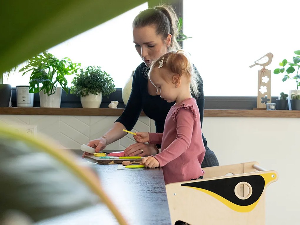 Benlemi Montessori učící věž TUČŇÁK ﻿﻿4v1 s křídovou tabulí pro děti Zvolte barvu: Samolepka tučňák