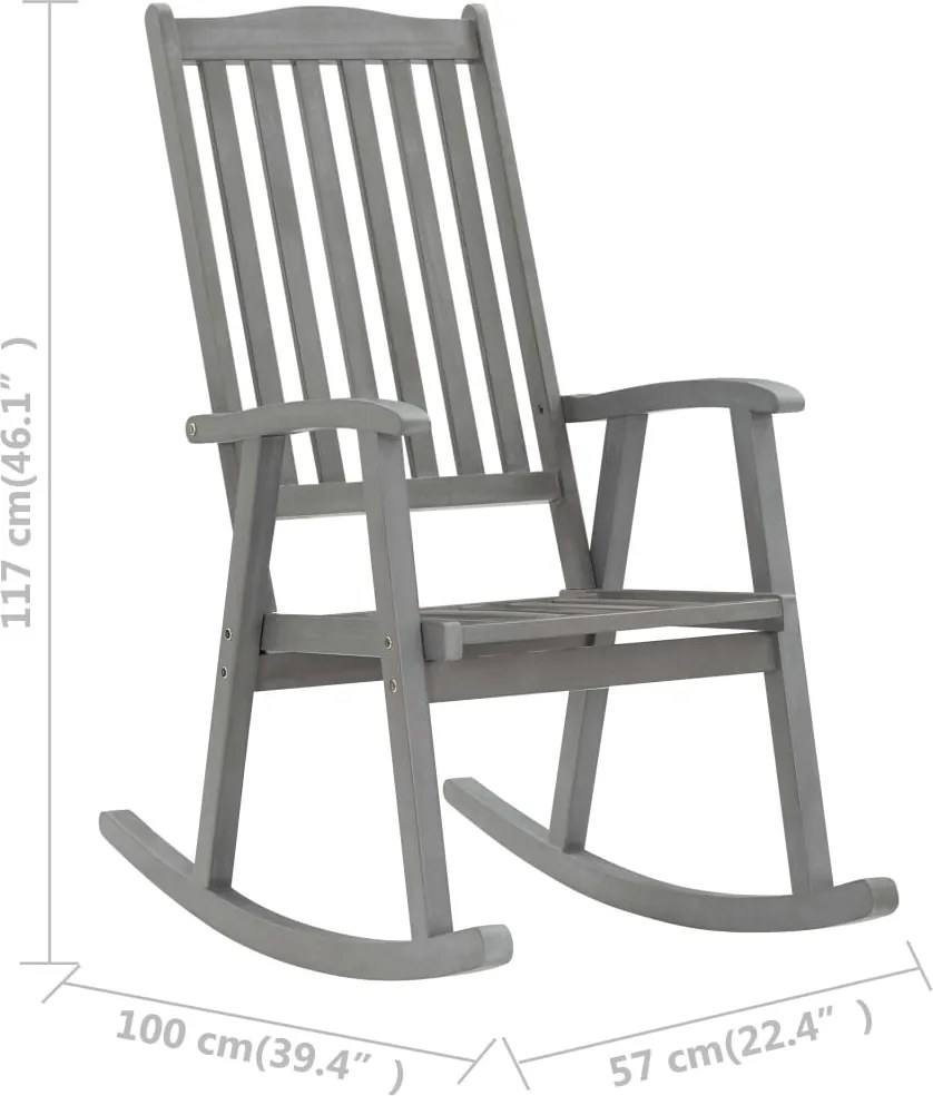 vidaXL Marketos Houpací křeslo s poduškami šedé masivní akáciové dřevo