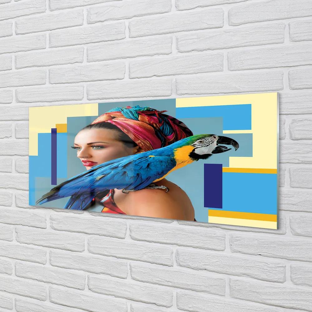 akrylový obraz Papoušek na rameni 120x60 cm