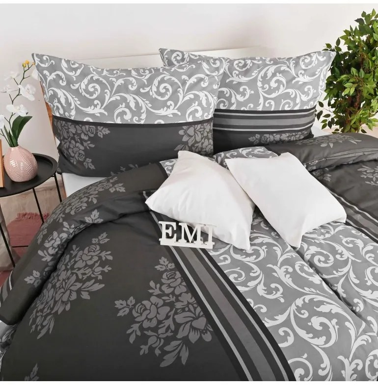 Povlečení bavlněné Natura šedé EMI, Standardní set jednolůžko obsahuje 1x 140x200 + 1x 70x90