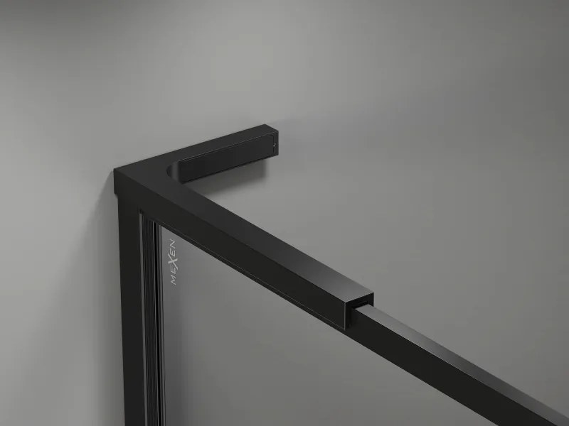 Mexen Kioto-F L, sprchová zástěna s rámem 85 x 202 cm, 8 mm čiré sklo, černý profil, 800-085-174-70-00