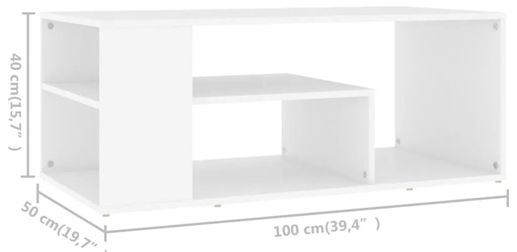 Konferenční stolek Zette - 100x50x40 cm | bílý