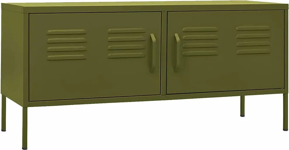 TV skříňka olivově zelená 105 x 35 x 50 cm ocel 336225