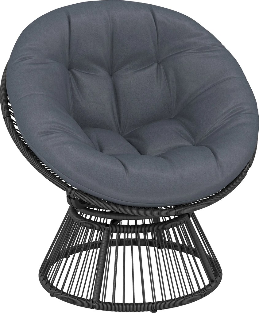 Outsunny otočné papasan křeslo Ø110 cm — nadrozměrný polštář, PE ratan, ocelový rám | Aosom