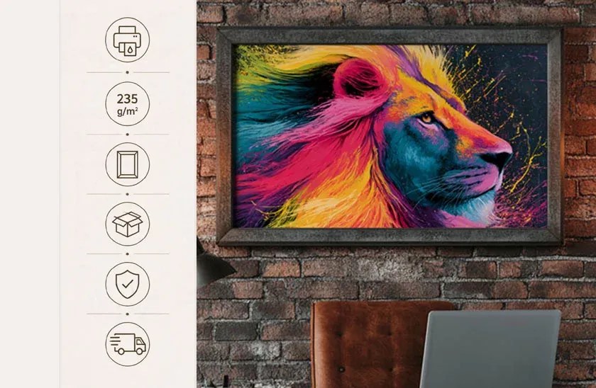 Král neonové džungle - obraz - Barevný lev v moderním stylu 84 - 40 x 50 cm - 499 Kč