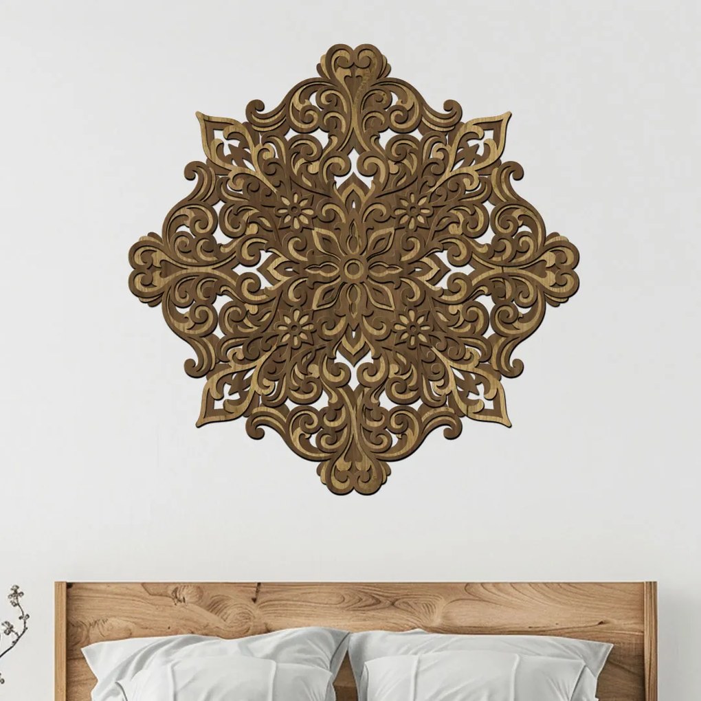 dřevo života 3 vrstvá mandala POZITIVITY Zvolte rozměr (cm): 80, Zvolte barevný dekor: antracitová-bílá