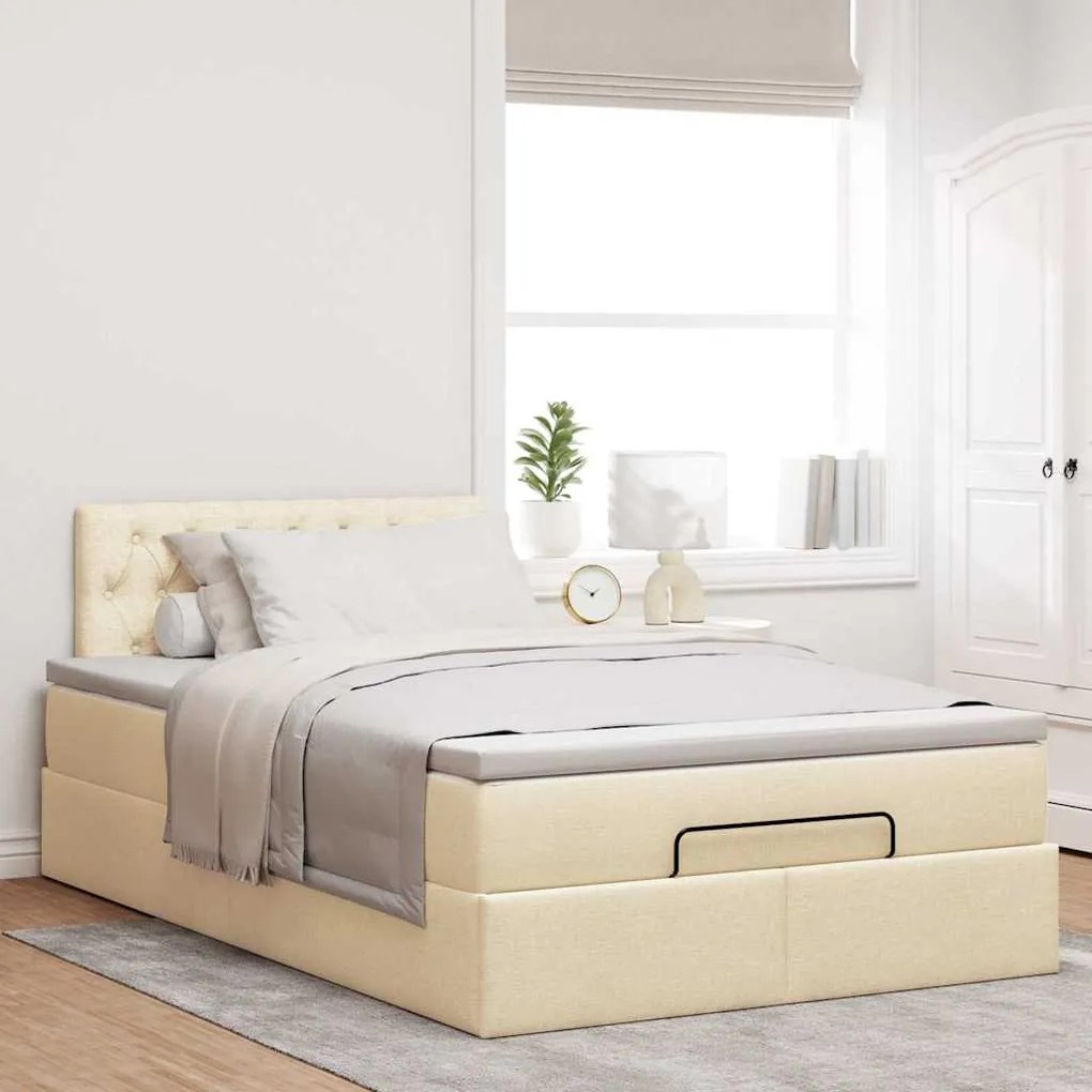 Osmanský rám postele s matrací krémově 120x200cm textil 3311537