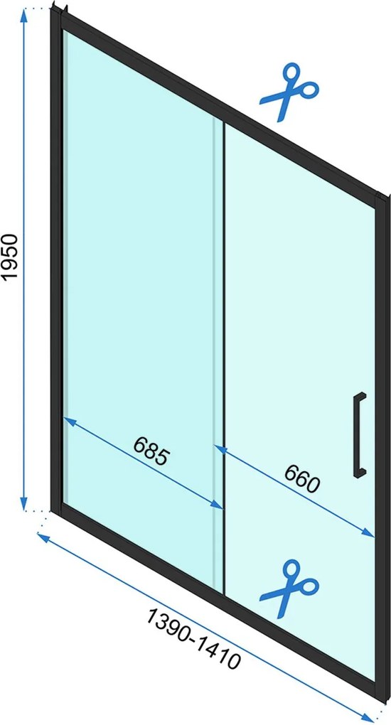 Rea Rapid Slide Wall, 3-stěnný sprchový kout s posuvnými dveřmi 150 (dveře) x 100 (stěna) x 195 cm, 6mm čiré sklo, černý profil, KPL-09891