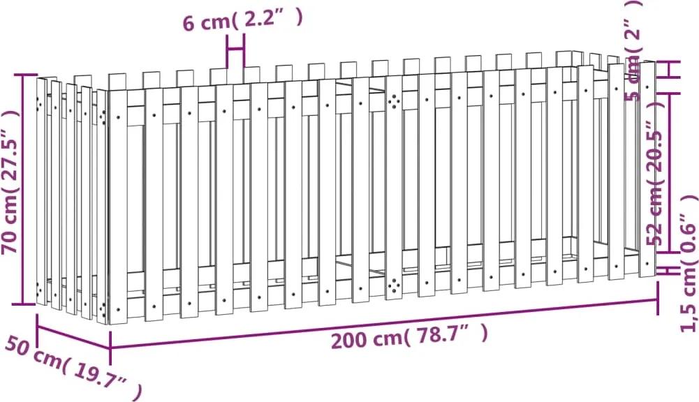 vidaXL Vyvýšený záhon plotový design 200 x 50 x 70 cm masivní borovice [832513] Barva: Přírodně impregnované
