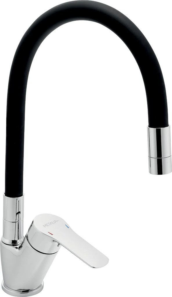 Novaservis, Dřezová baterie s černým flexi ramenem Metalia 54, chrom, 54014F-0C