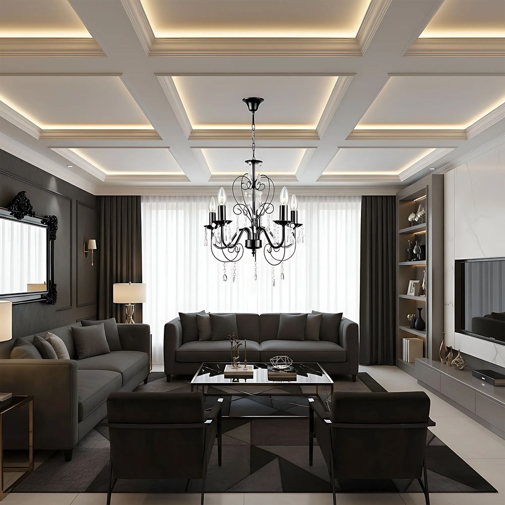 Toolight Rea, Stropní svítidlo EBT010-5CP BLACK, OSW-01245