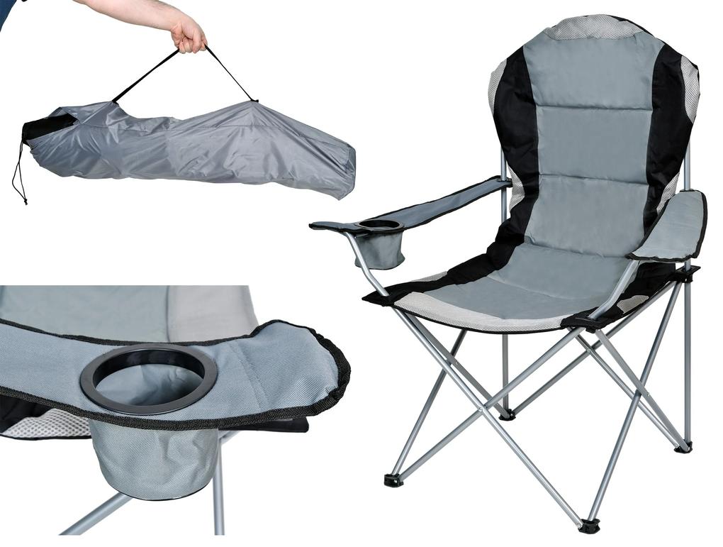 ViaDomo Via Domo - Skládací rybářská židle Ligustrum - šedá - 95x103x57 cm