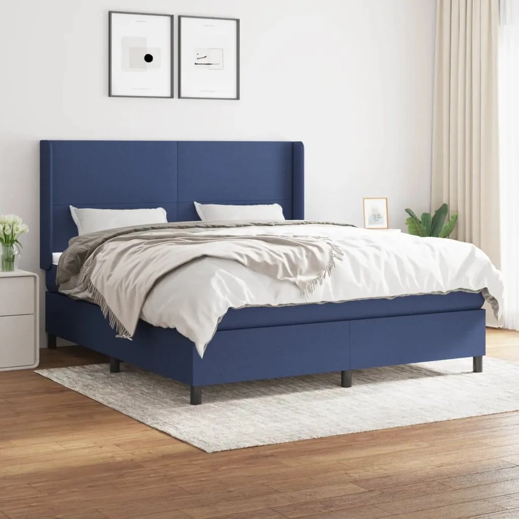 Box spring postel s matrací modrá 180x200 cm textil 3131295