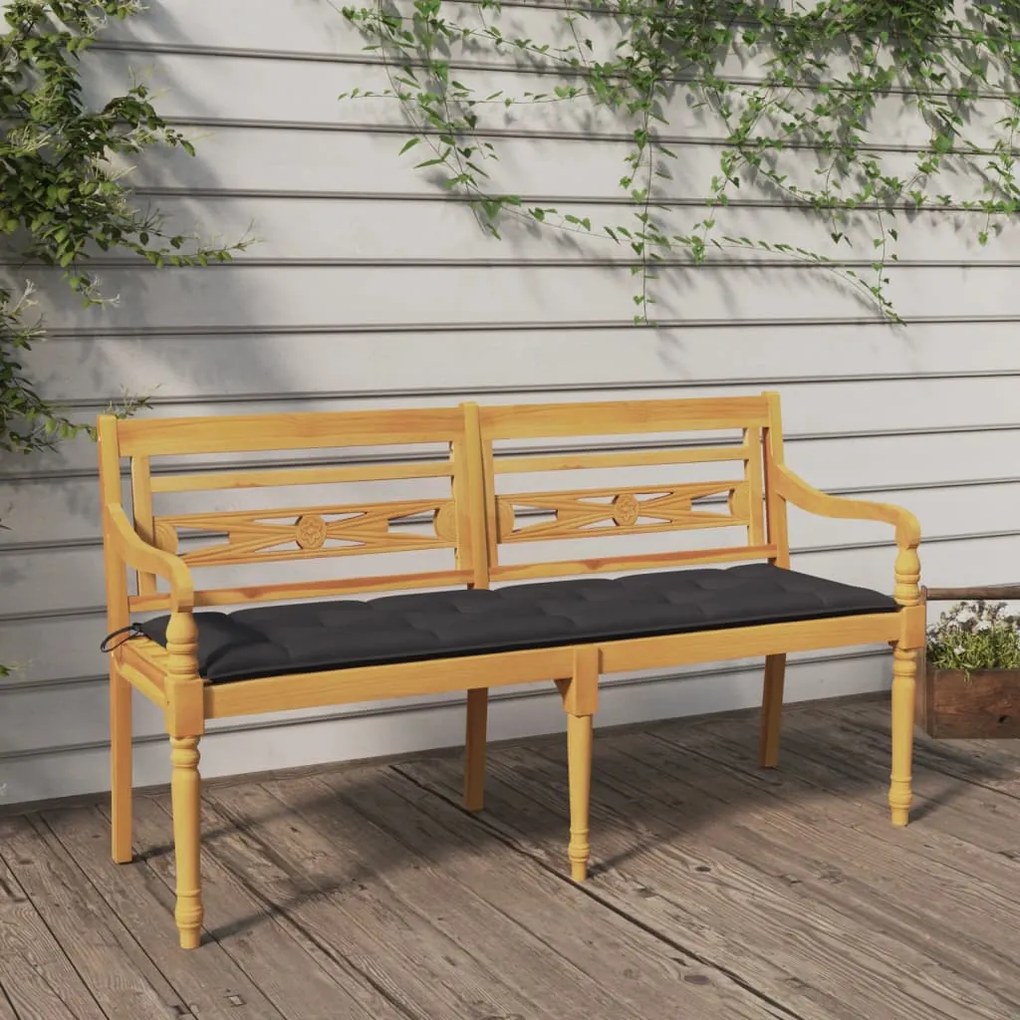 Lavice Batavia s antracitovou poduškou 150 cm masivní teak 3100841