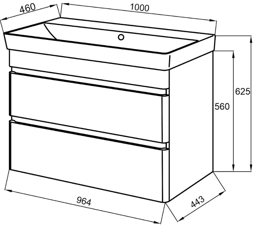 Lavedo Vivace Mokko Air 100 koupelnová skříňka s umyvadlem