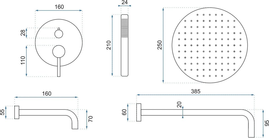 Rea Lungo, podomítková sprchová-vanová sada + BOX, chromová, REA-P6612