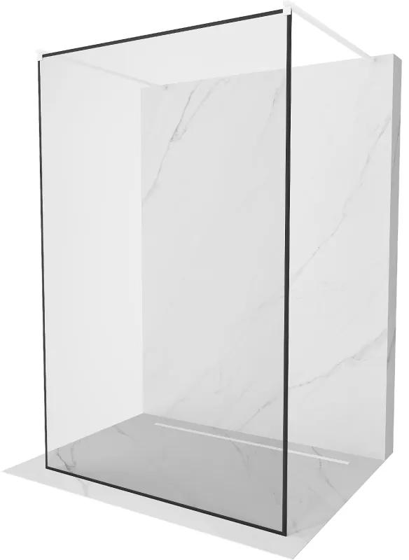 Mexen Kioto volně stojící sprchová zástěna 110 x 200 cm, Průhledné/Černý vzor 8 mm, Bílá - 800-110-002-20-70