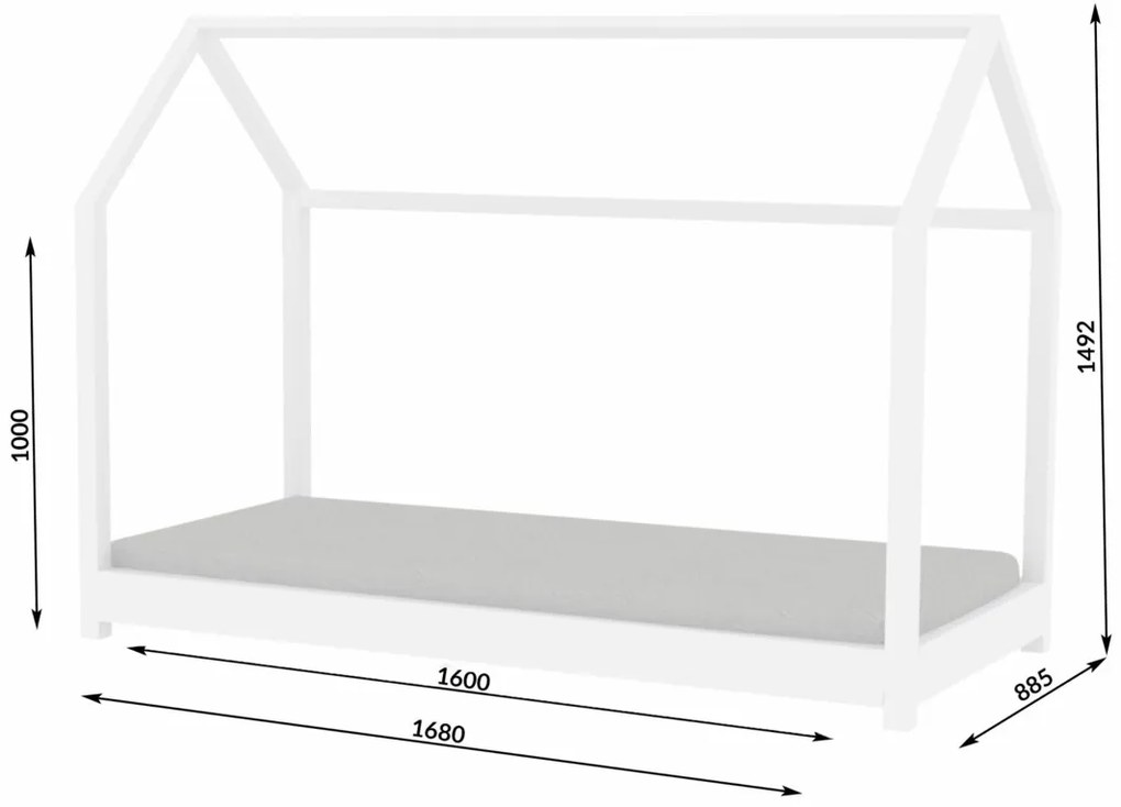 Kocot Kids Dětská postel / domeček Bella 80 x 180 cm - bílá + matrace