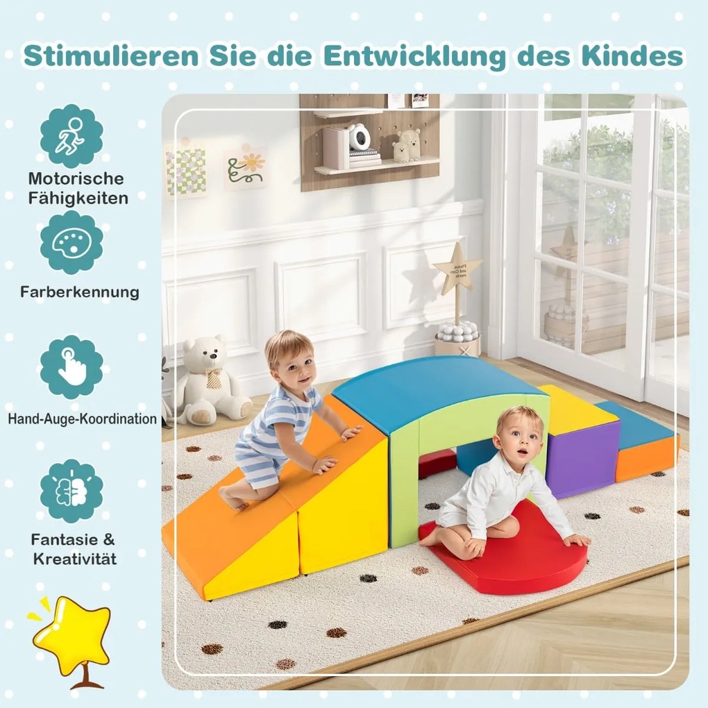 Costway 6 ks. Foam building blocks, soft building blocks s tunnel, stairs