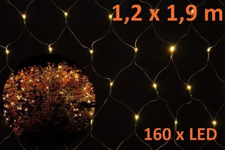 Vánoční osvětlení - světlená síť venkovní / vnitřní, teple bílá, 1,9 x 1,2 m,
