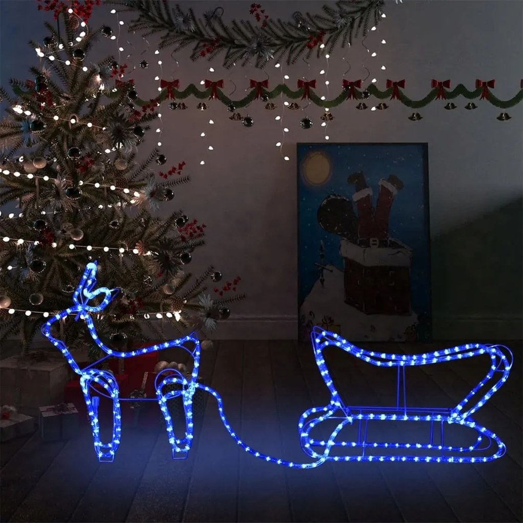 Fionshop 262754286 Vánoční dekorace sobi a sáně venkovní 252 Led diod