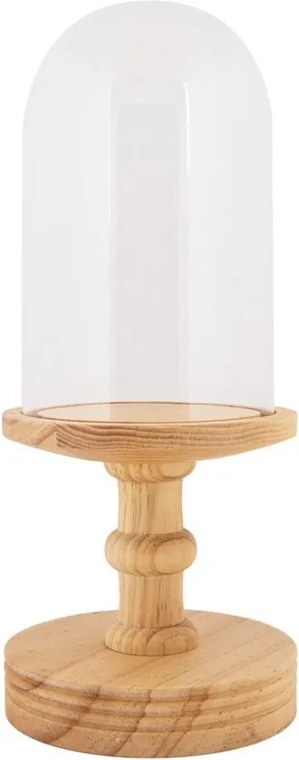 Přírodní dřevěný podnos se skleněným poklopem Ricco - Ø 14*34 cm