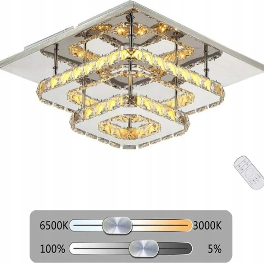Casota Křišťálový Led lustr Ø30 cm, stmívatelný s dálkovým ovládáním